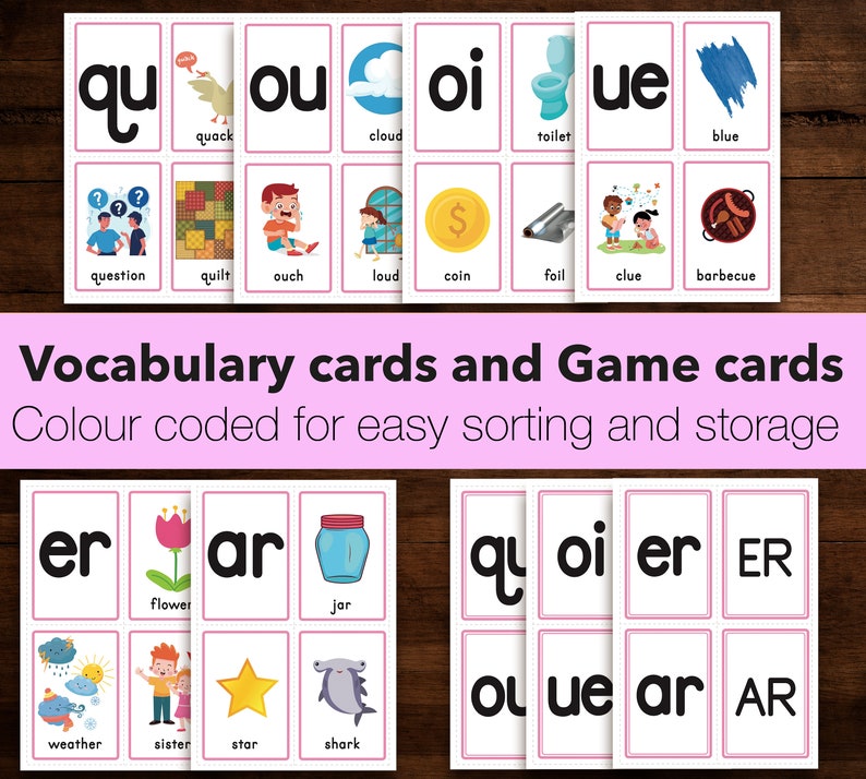 PHONICS BUNDLE Printable for Jolly Phonics Group 4 Alphabet Flashcards ...