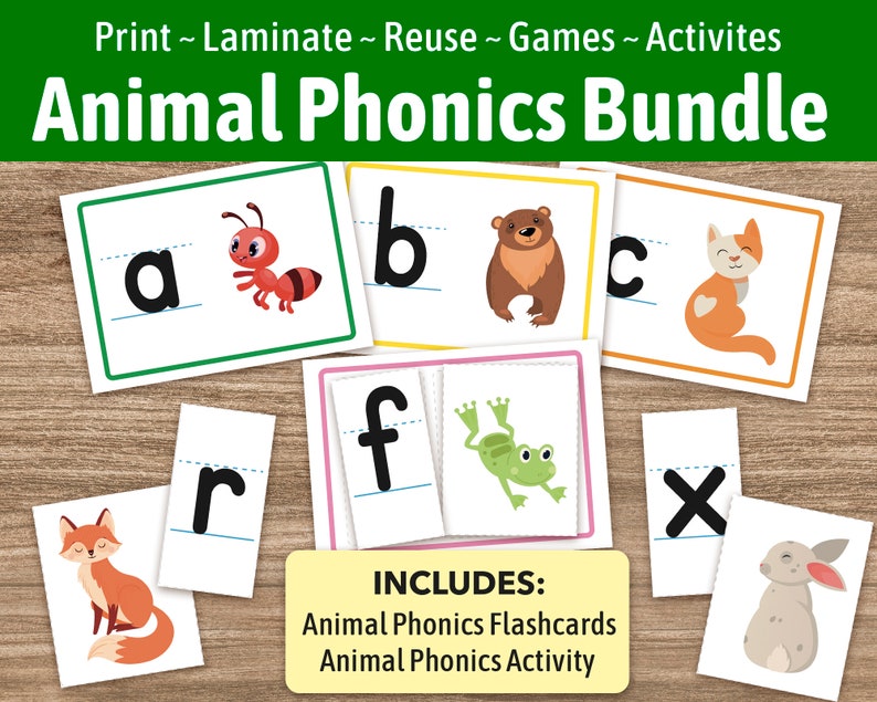 Animal Phonics BUNDLE | Alphabet Flashcards | Learning Games and ...