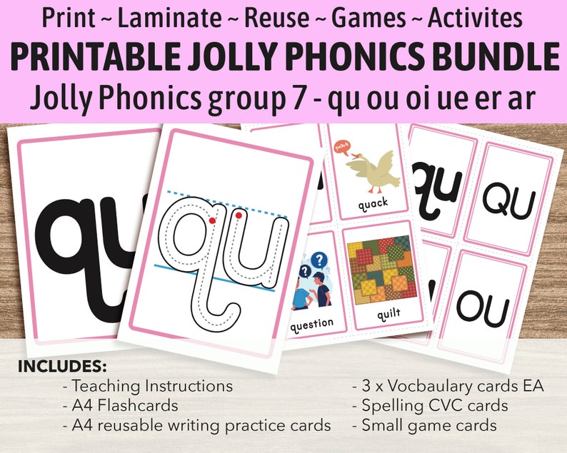 PHONICS BUNDLE Printable for Jolly Phonics Group 4 Alphabet - Etsy
