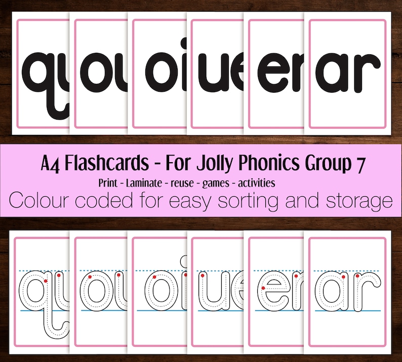 PHONICS BUNDLE Printable for Jolly Phonics Group 4 Alphabet Flashcards ...