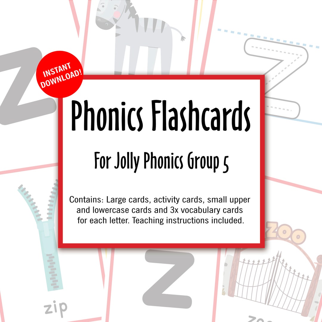 PHONICS BUNDLE Printable for Jolly Phonics Group 5 Alphabet Flashcards ...