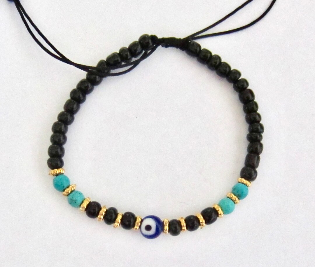 Evil Eye Bracelet Greek Turkish Evil Eye Charm Adjustable Cord Hemp ...