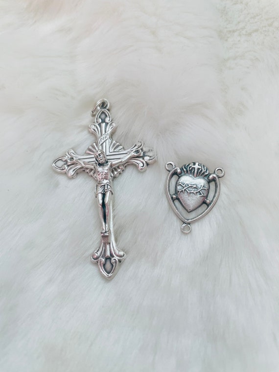 Rosary Parts Centerpiece and Crucifix Saints and Devotion in - Etsy