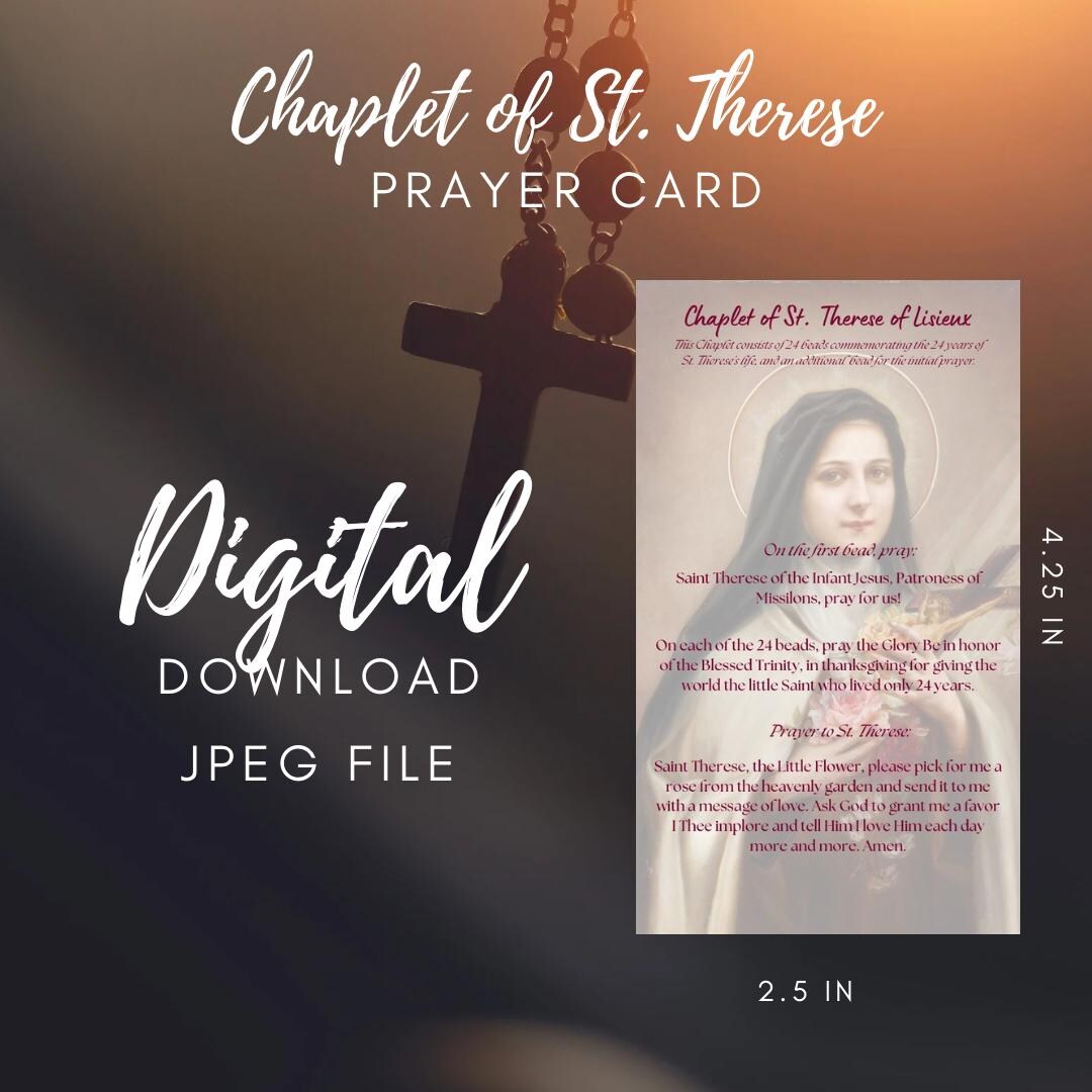 Chaplet of St. Therese Prayer Card - DIGITAL Download Only - Etsy