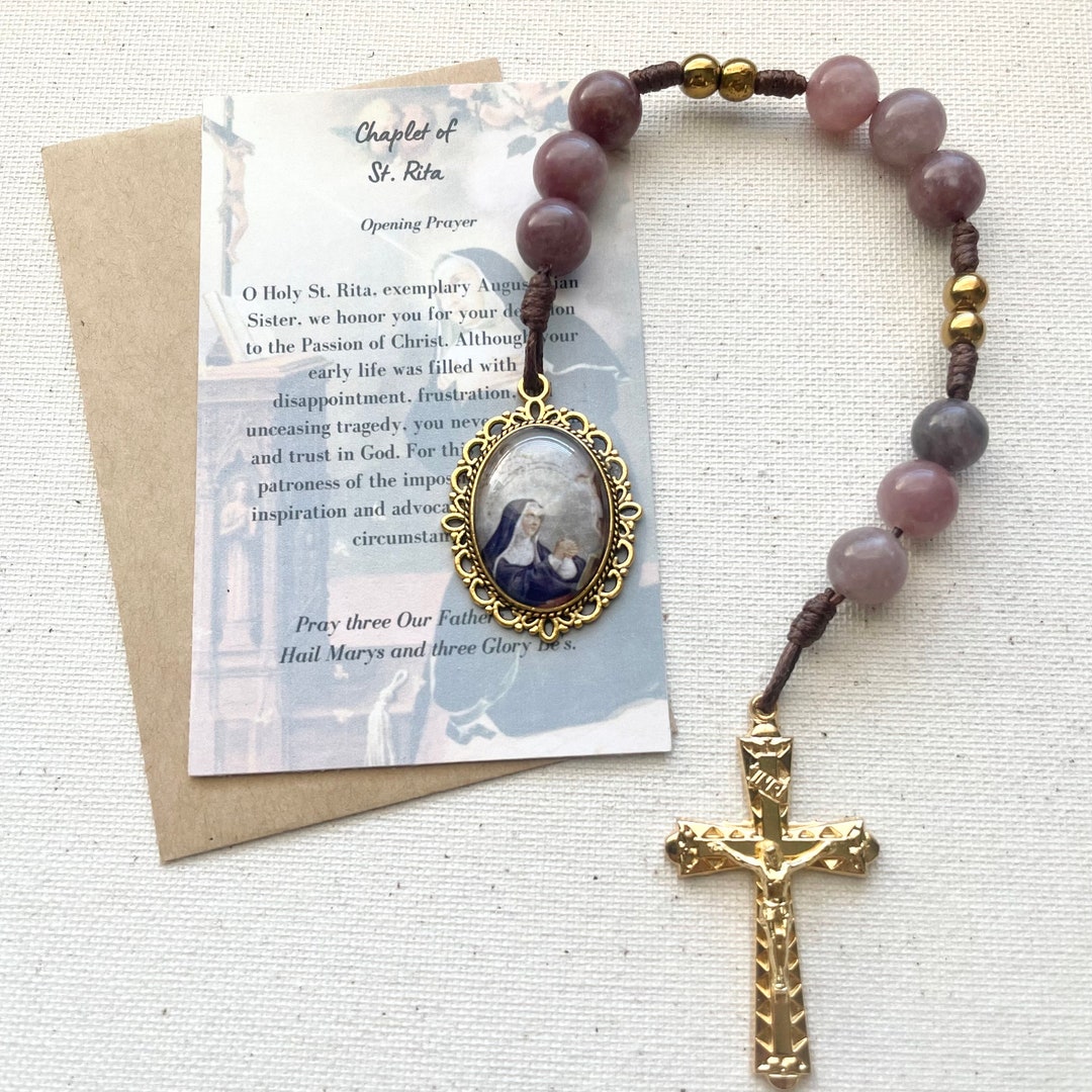 Saint Rita Chaplet: Stone Beads, Catholic Devotion Gift - Etsy