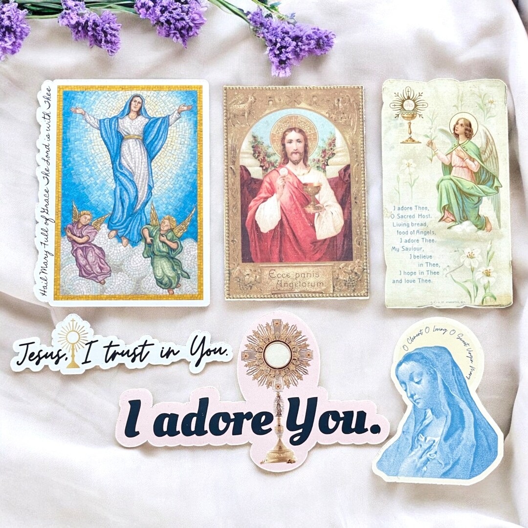 Lot of 12 Catholic Sticker Bundle Holy Card Matte Vinyl Water Resistant ...