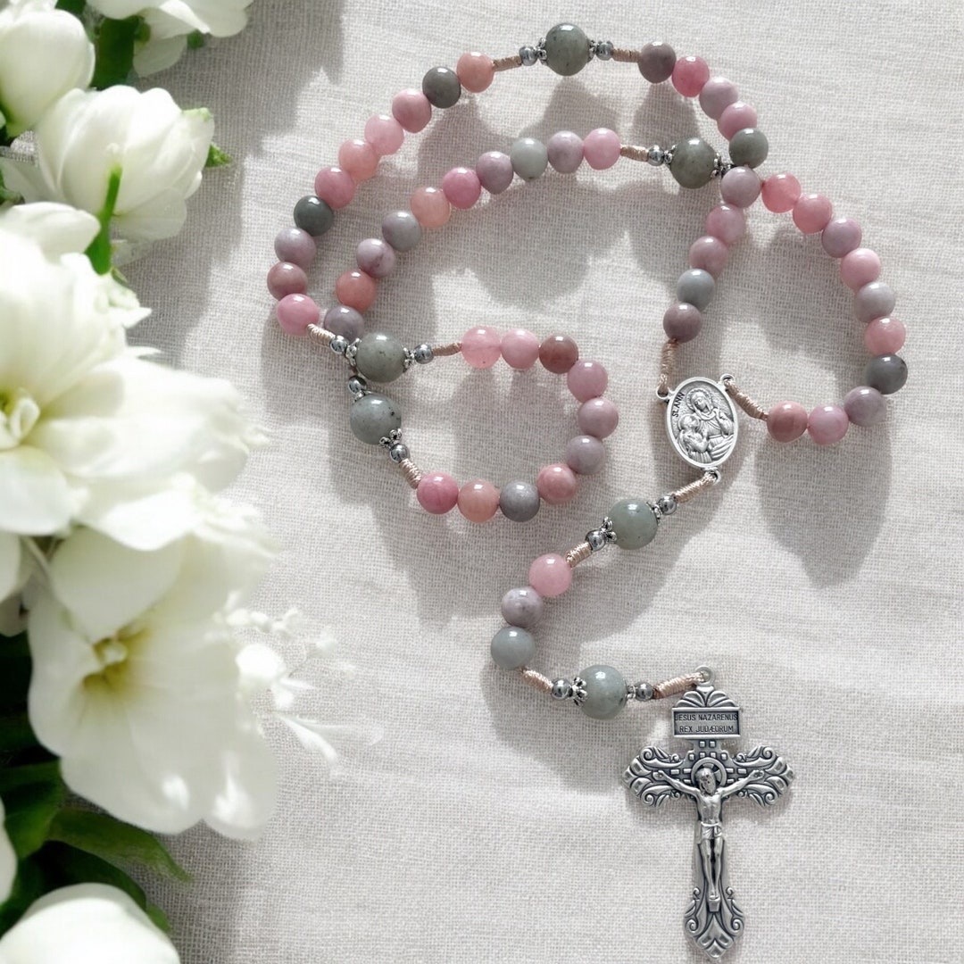 Saint Anne Rosary - Handmade - Stone Beads Durable Microcord - Prayer ...