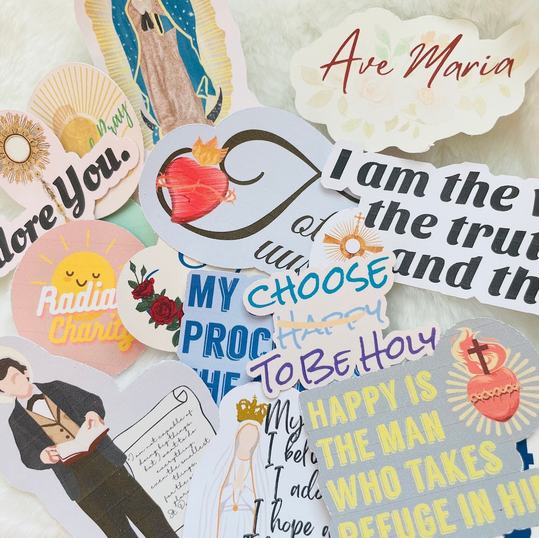 Lot of 15 Catholic Stickers Faith Christian Themes on Matte Vinyl ...