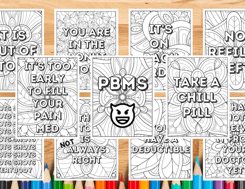 Pharmacy Quotes Printable Adult Coloring Pages | Instant Download - Etsy