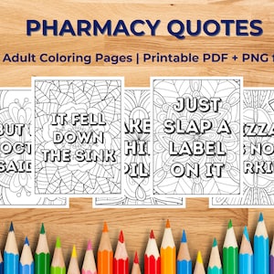 Pharmacy Quotes Printable Adult Coloring Pages | Instant Download - Etsy