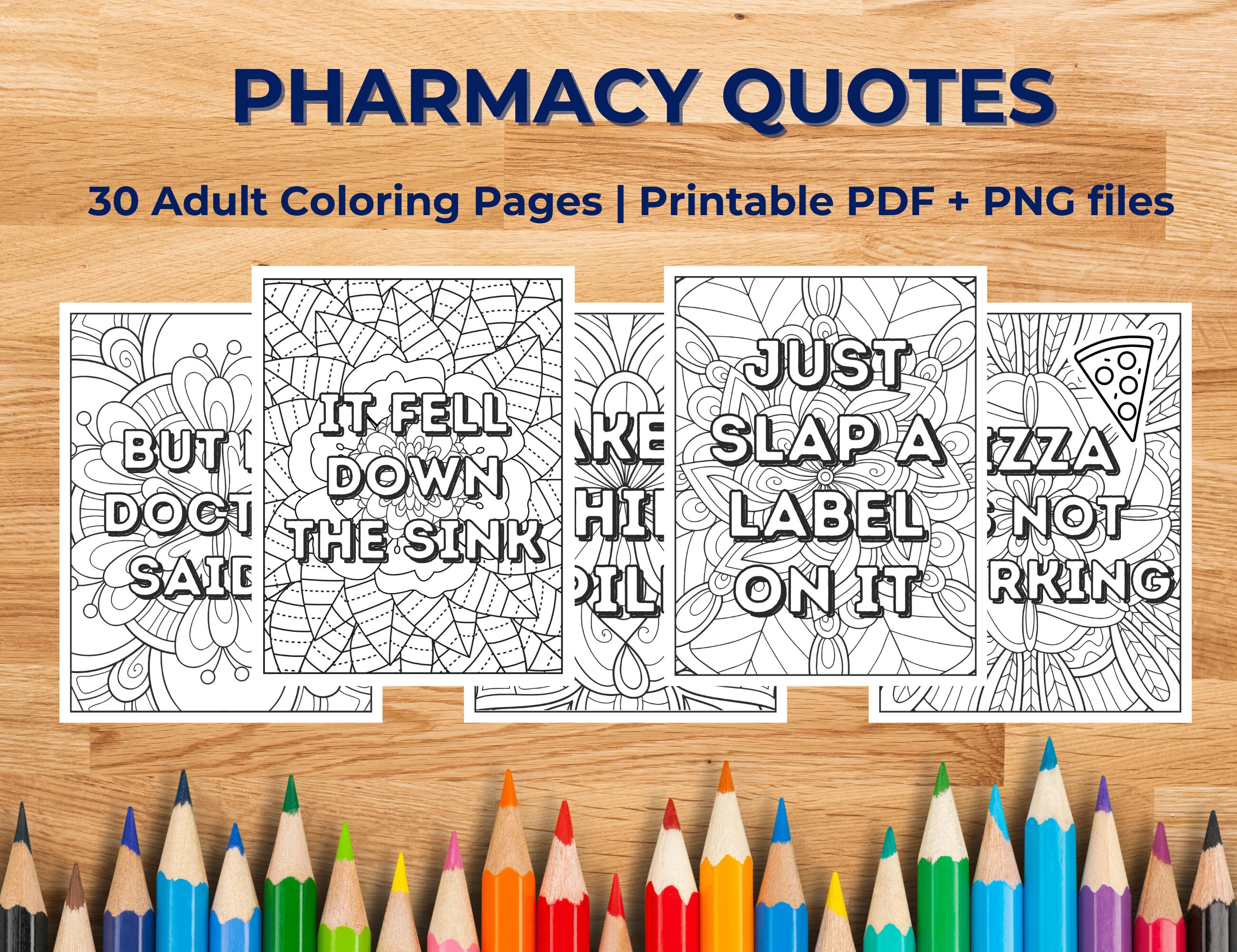 Pharmacy Quotes Printable Adult Coloring Pages Instant Etsy