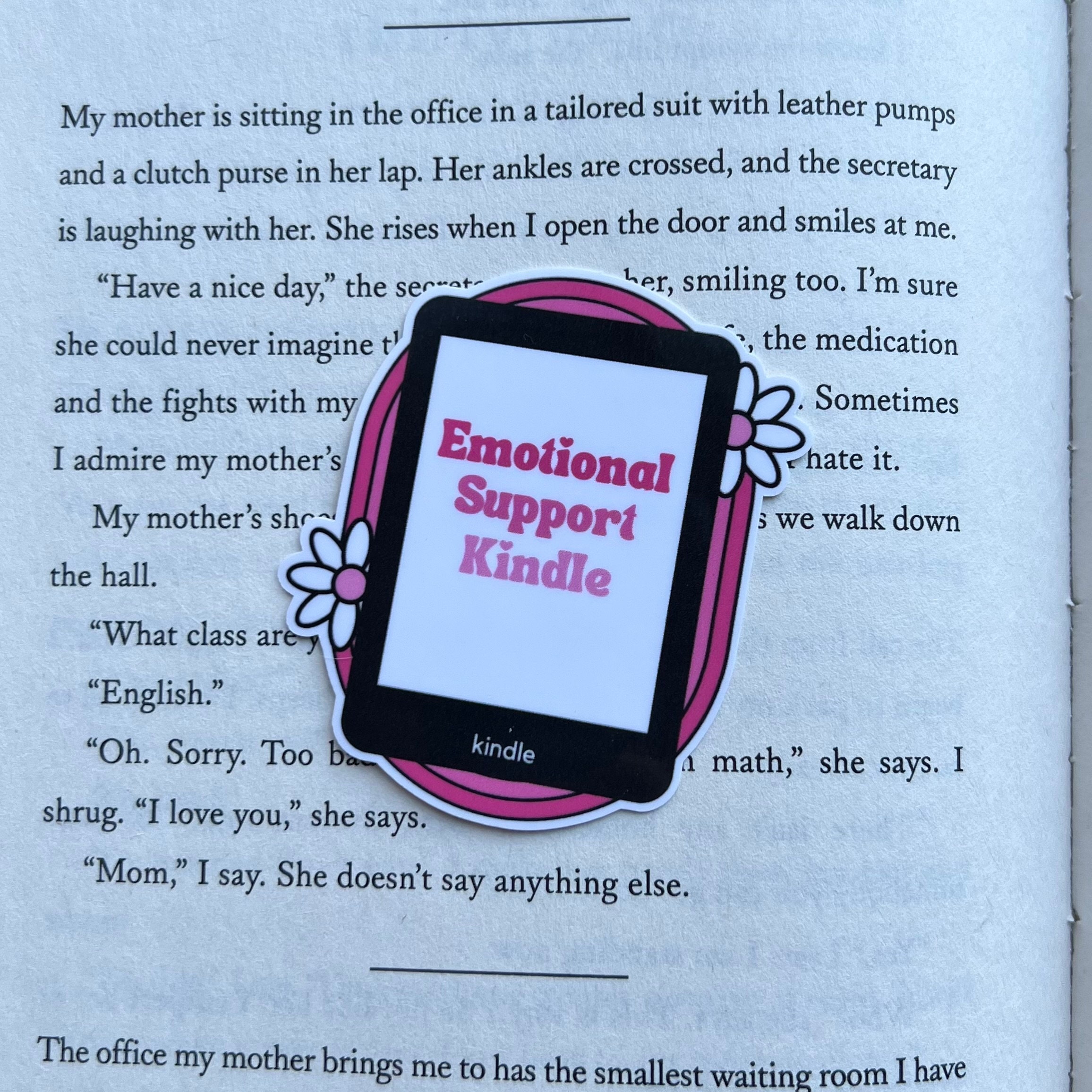 Emotional Support Kindle Pink Sticker, Bookish Stickers, Booktok ...