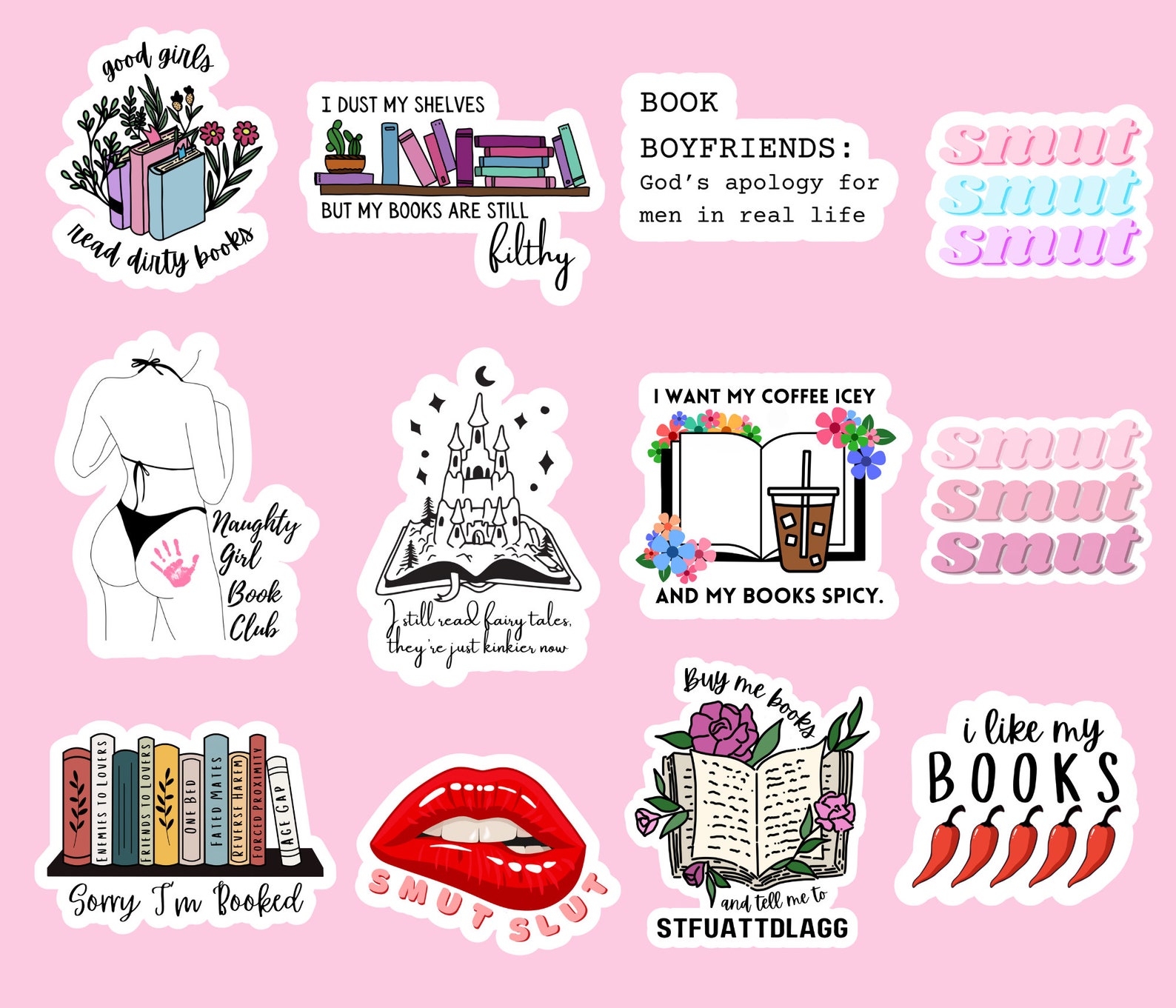 45 Digital Romance Book Stickers, Printable Spicy Romance Booktok ...