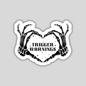 Trigger Warning Skeleton Hand Heart Sticker, Smut Sticker, Dark Romance ...