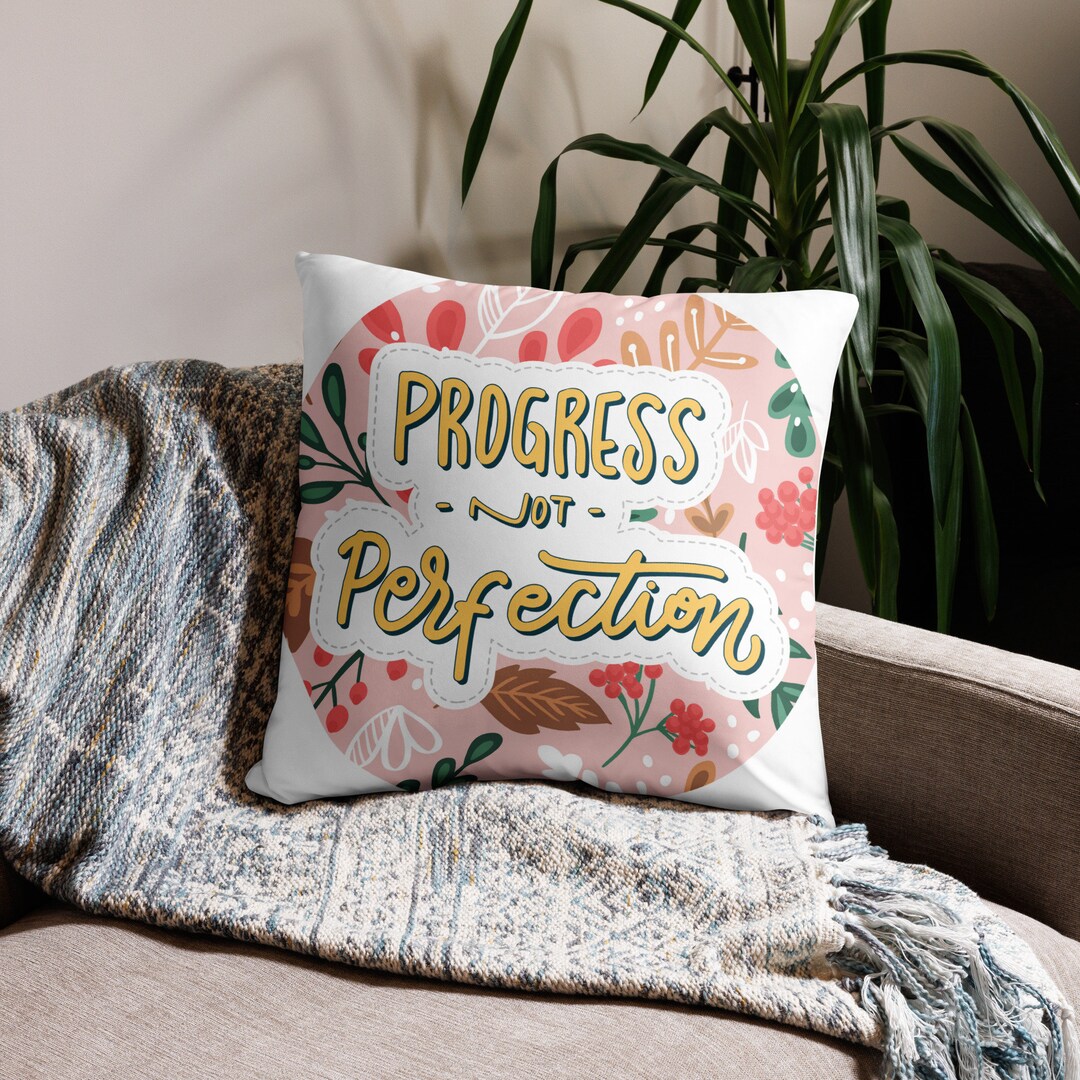 Progress Not Perfection Pillow for Living Room Positive Affirmation ...