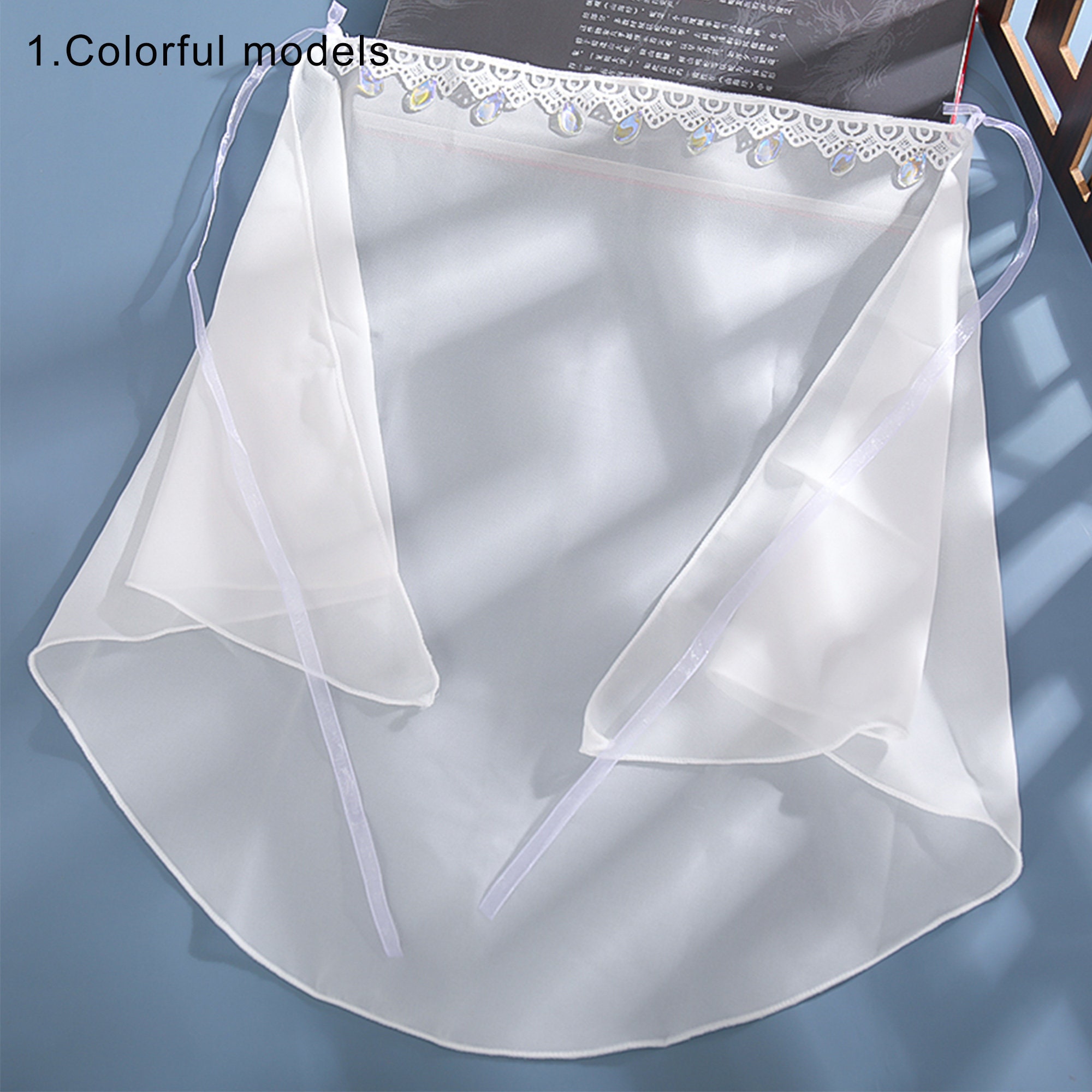 Elf Costume White Veil, Belly Dance Veil, White Veil, Handmade Hanfu ...