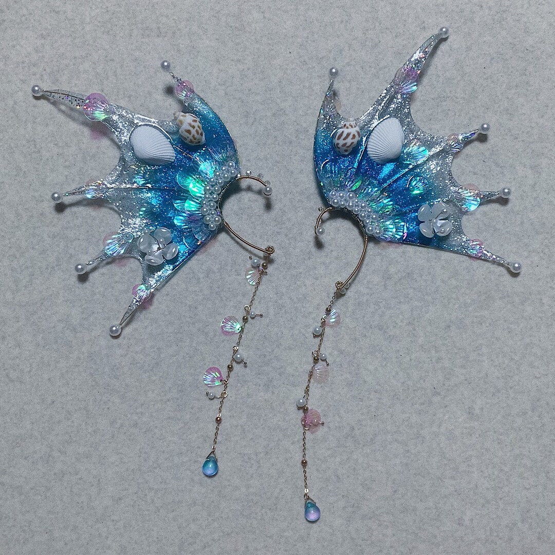 Mermaid Shell Flower Earrings, Mermaid Ear Decoration, Wrapped Fairy ...