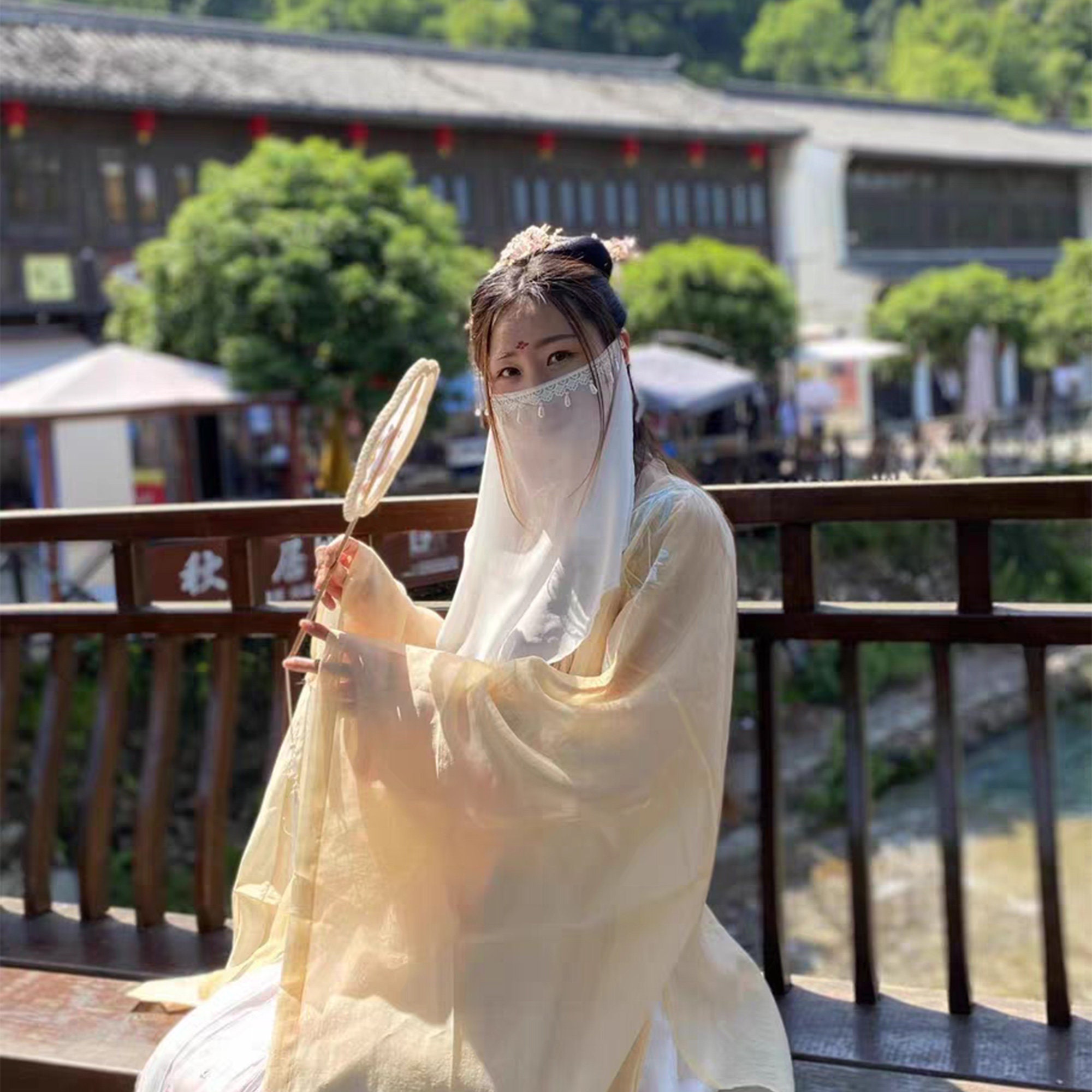 Elf Costume White Veil, Belly Dance Veil, White Veil, Handmade Hanfu ...