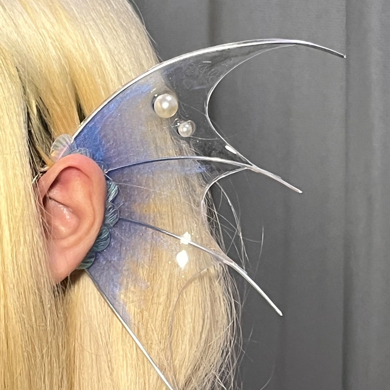 Blue Mermaid Ears, Cosplay Mermaid Earrings, Ombre Shark Ears, Handmade ...