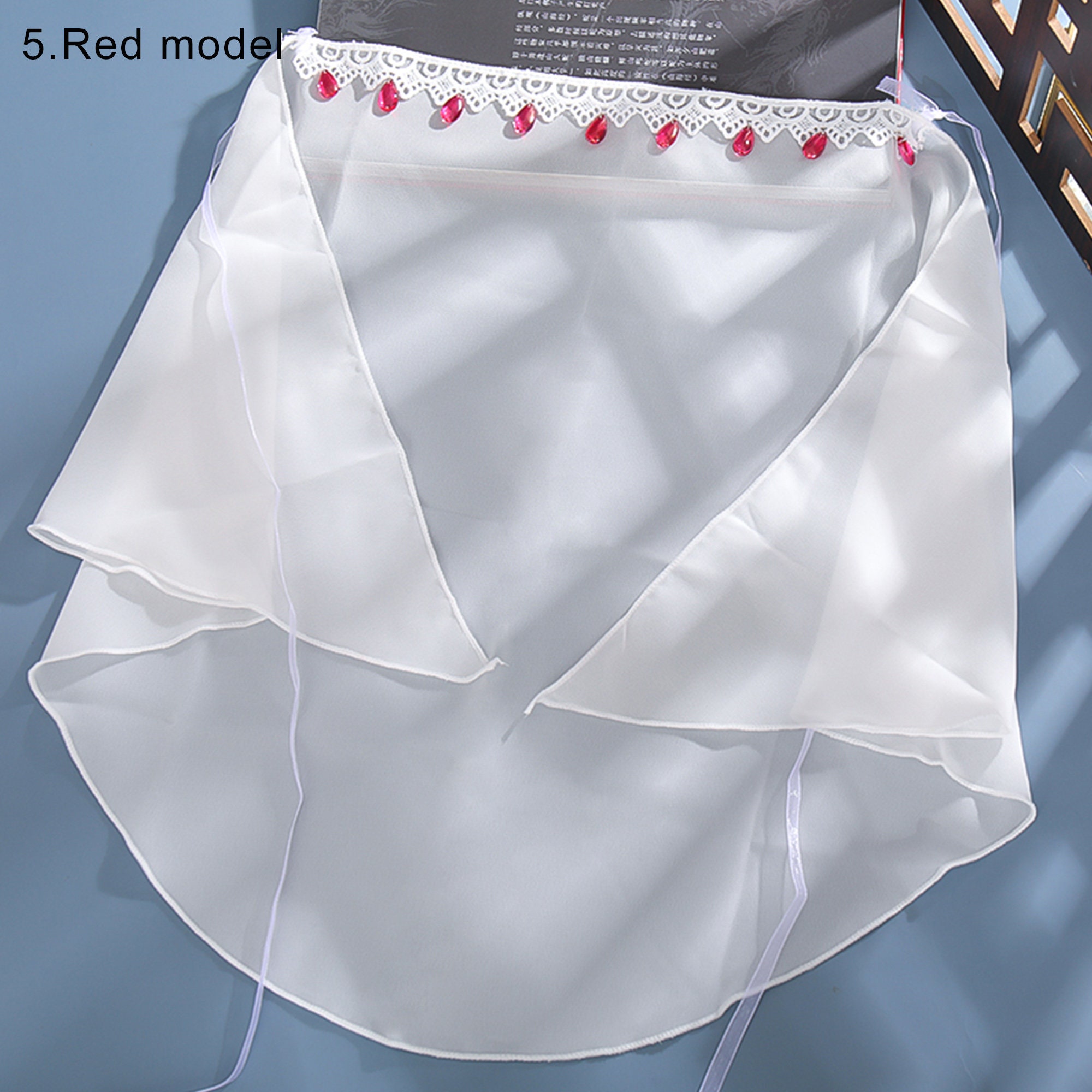 Elf Costume White Veil, Belly Dance Veil, White Veil, Handmade Hanfu ...