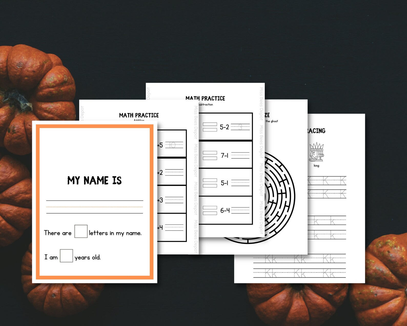 Printable Kindergarten Halloween Worksheet Workbook Activity - Etsy