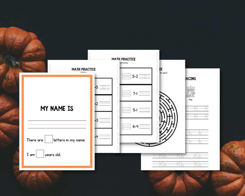 Printable Kindergarten Halloween Worksheet Workbook Activity - Etsy