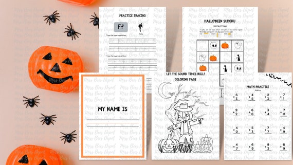 Printable 1st Grade Halloween Worksheet Workbook Activity - Etsy