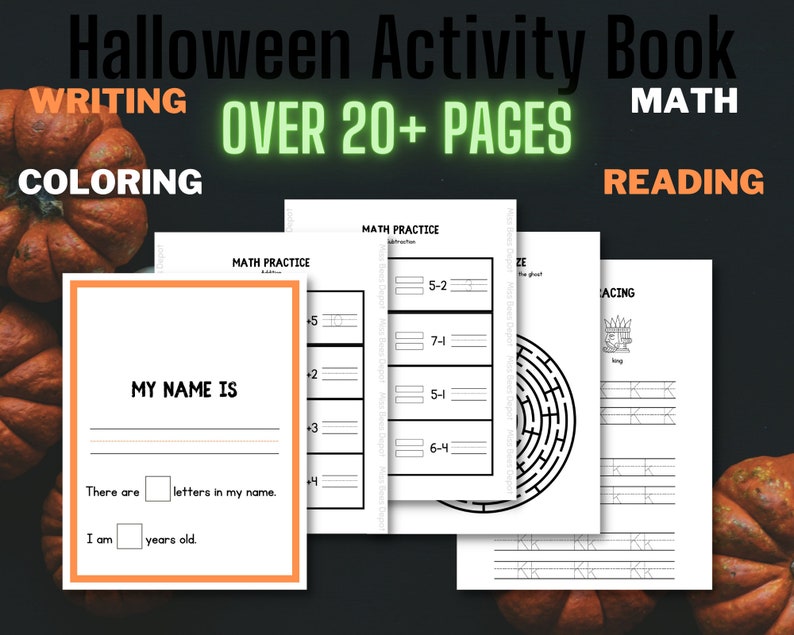 Printable Kindergarten Halloween Worksheet Workbook Activity Packet - Etsy