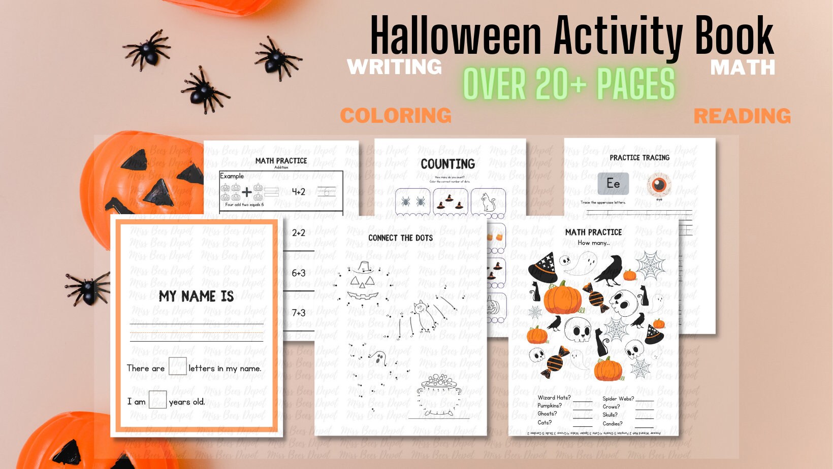 Printable Preschool Halloween Worksheet Workbook Activity Packet - Etsy