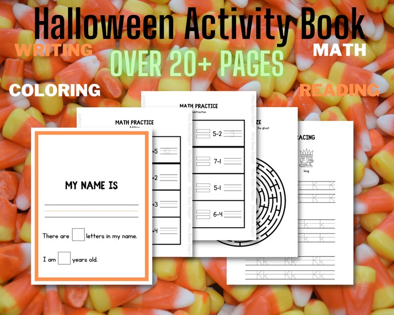 Printable Kindergarten Halloween Worksheet Workbook Activity Packet - Etsy