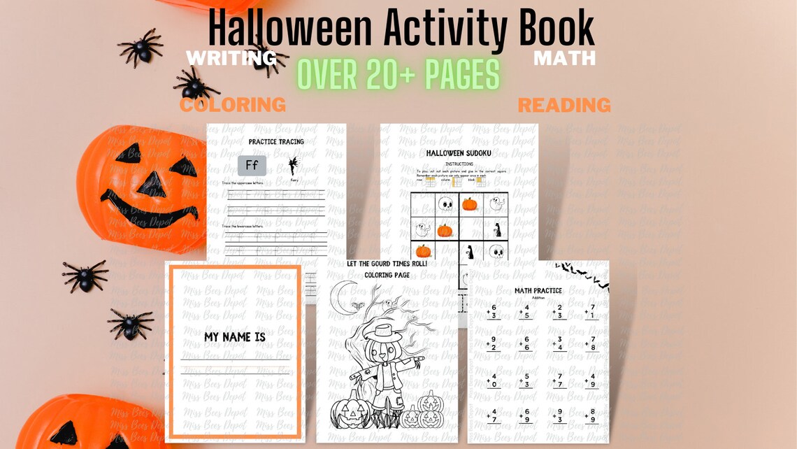 Printable 1st Grade Halloween Worksheet Workbook Activity Packet - Etsy