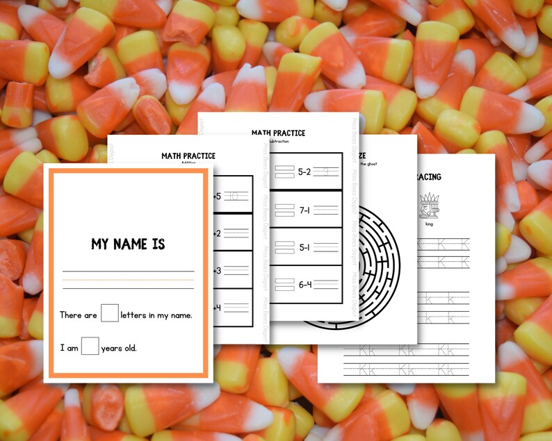 Printable Kindergarten Halloween Worksheet Workbook Activity - Etsy