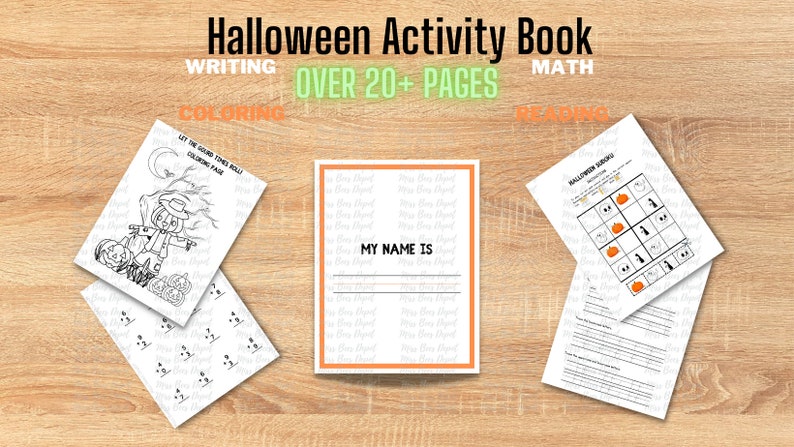 Printable 1st Grade Halloween Worksheet Workbook Activity Packet - Etsy