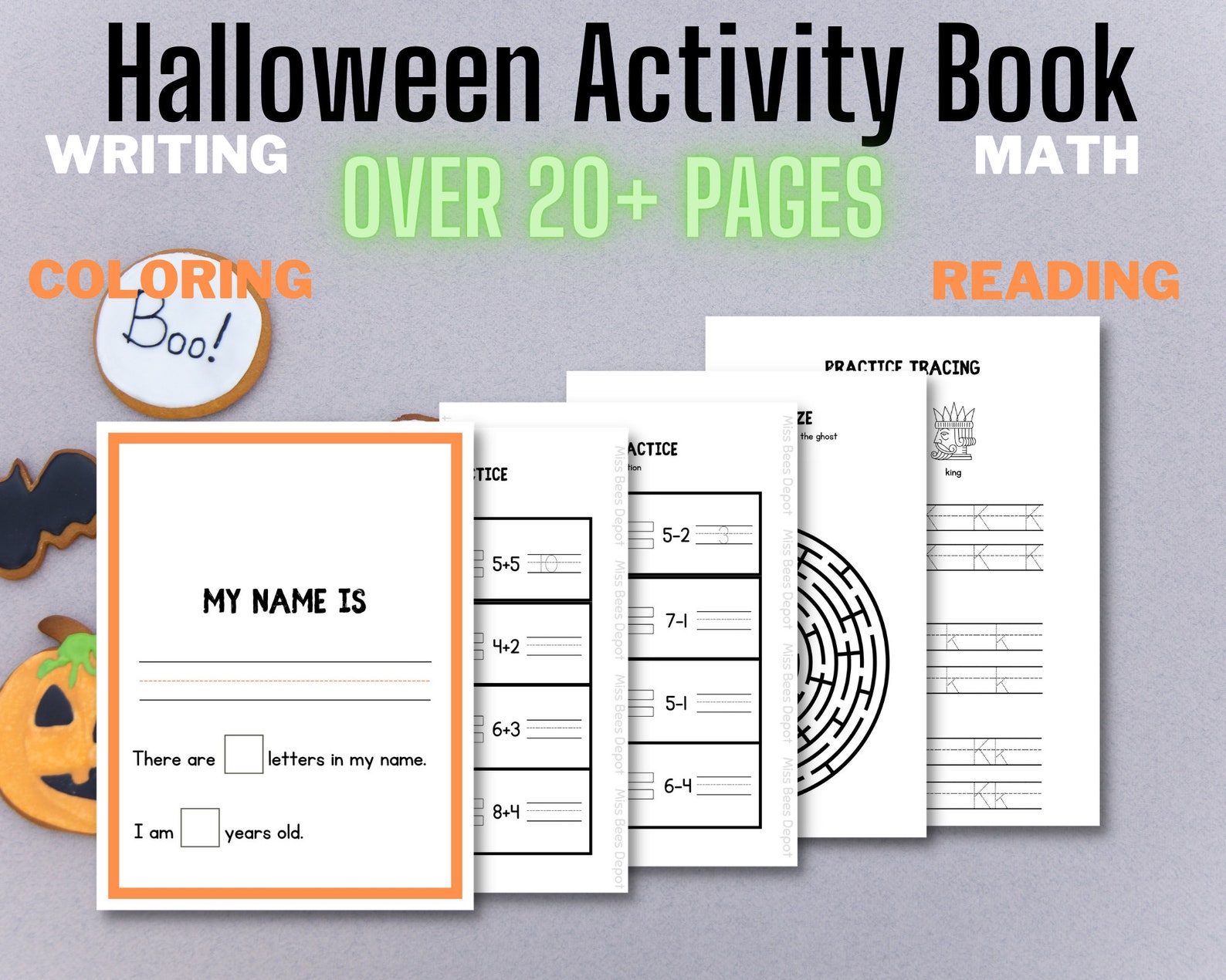 Printable Kindergarten Halloween Worksheet Workbook Activity Packet - Etsy