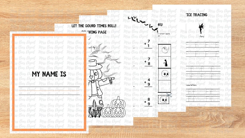 Printable 1st Grade Halloween Worksheet Workbook Activity - Etsy