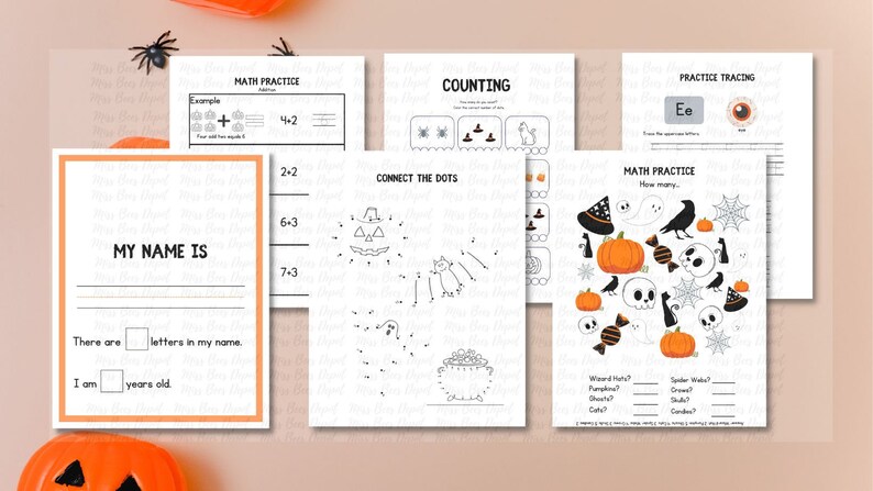 Printable Preschool Halloween Worksheet Workbook Activity - Etsy
