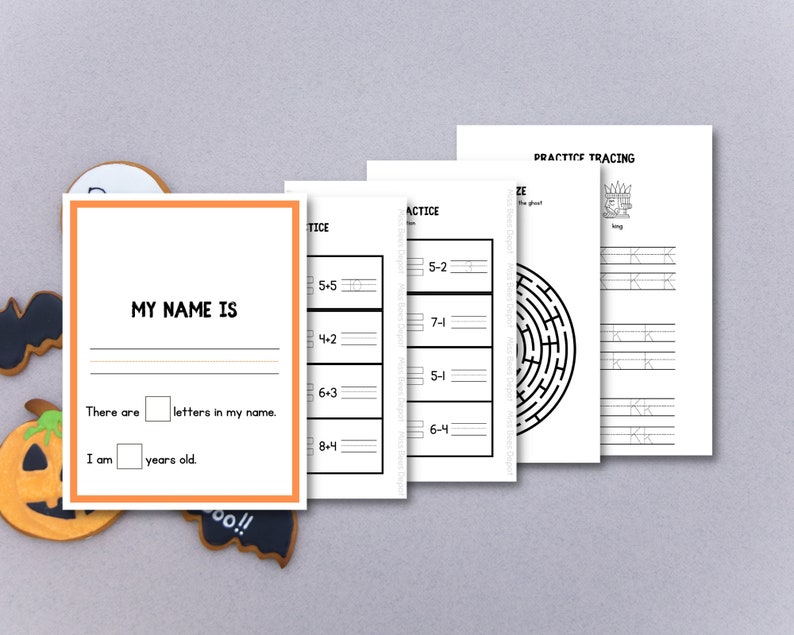 Printable Kindergarten Halloween Worksheet Workbook Activity - Etsy