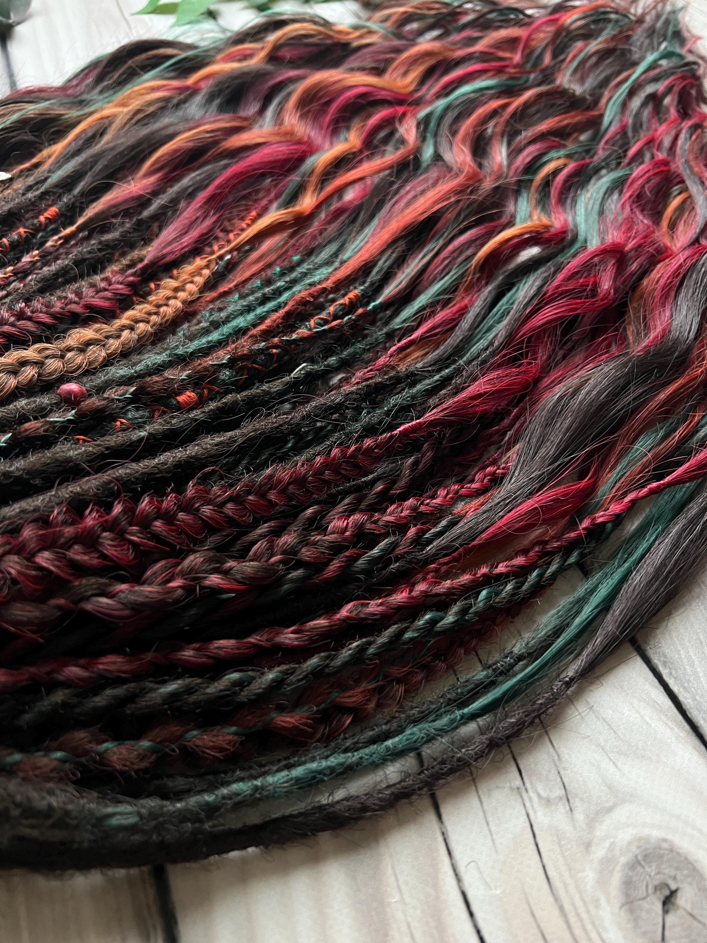 Handmade Autumn Forest Fall Ombre Dreadlock Extensions: Boho Wavy Ends ...