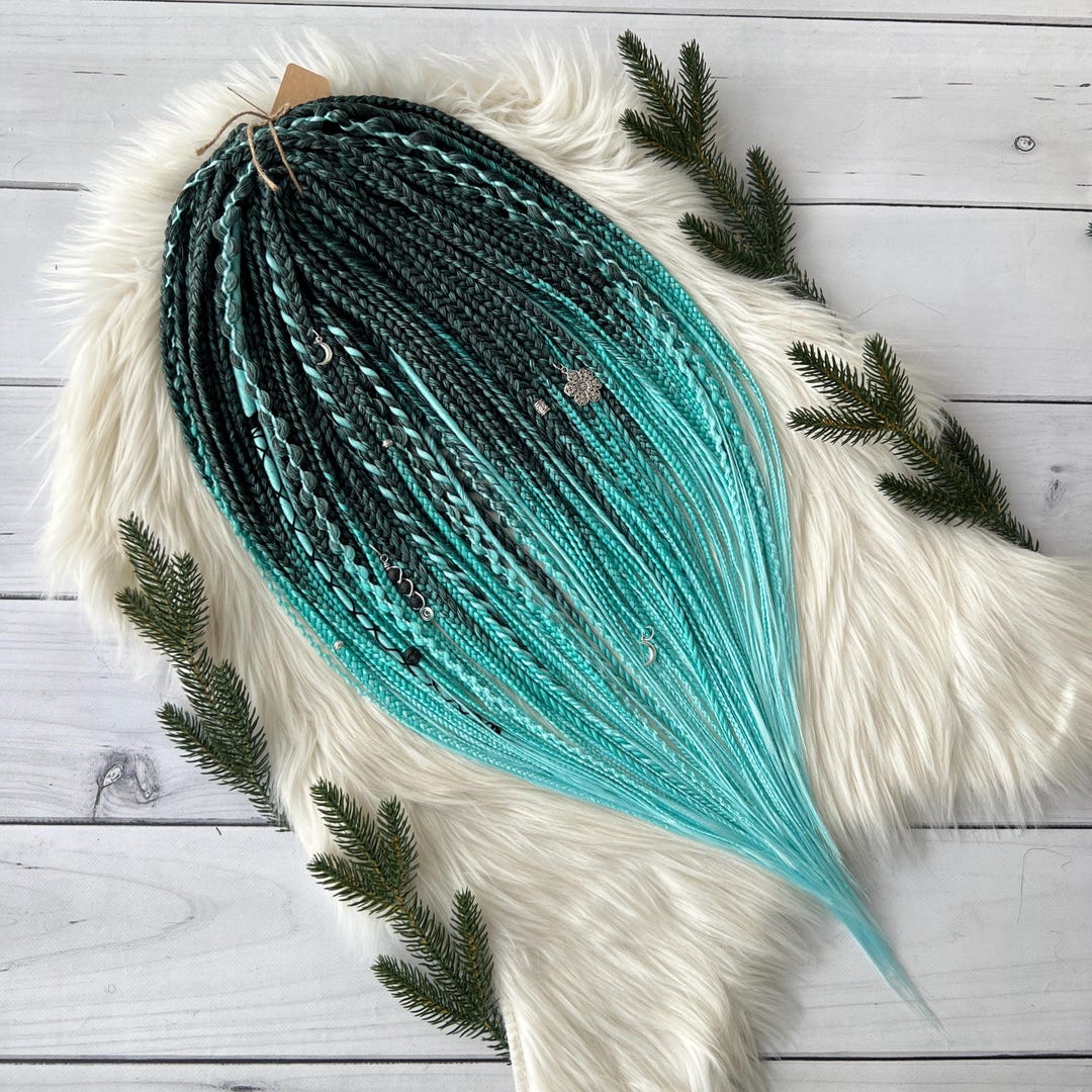 Turquoise Ombre Dreadlocks | Black to Mint DE Synthetic Kanekalon ...