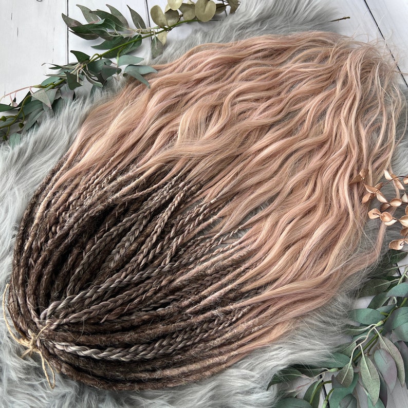 Powder Blonde Wavy Dreadlock Extensions: Handmade Synthetic Boho Hair ...