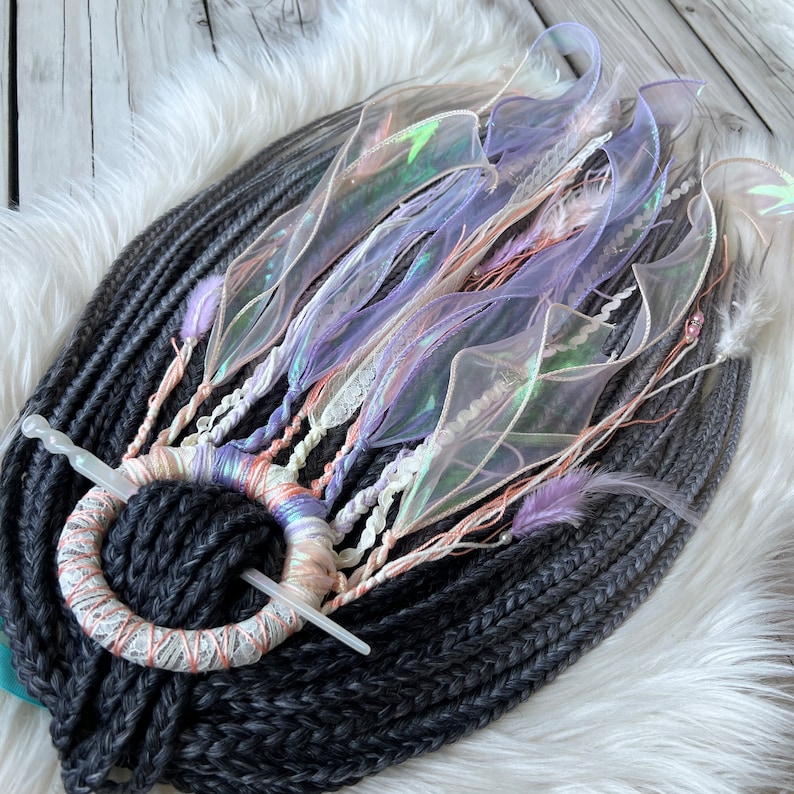 Fantasy Boho Style Dreadlock Hairpin With Feathers and Decorative ...