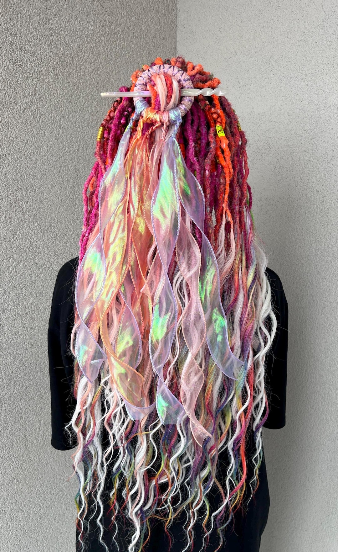 Small Iridescent Dreadlock Hair Ring – Handmade Boho Fairy-inspired ...
