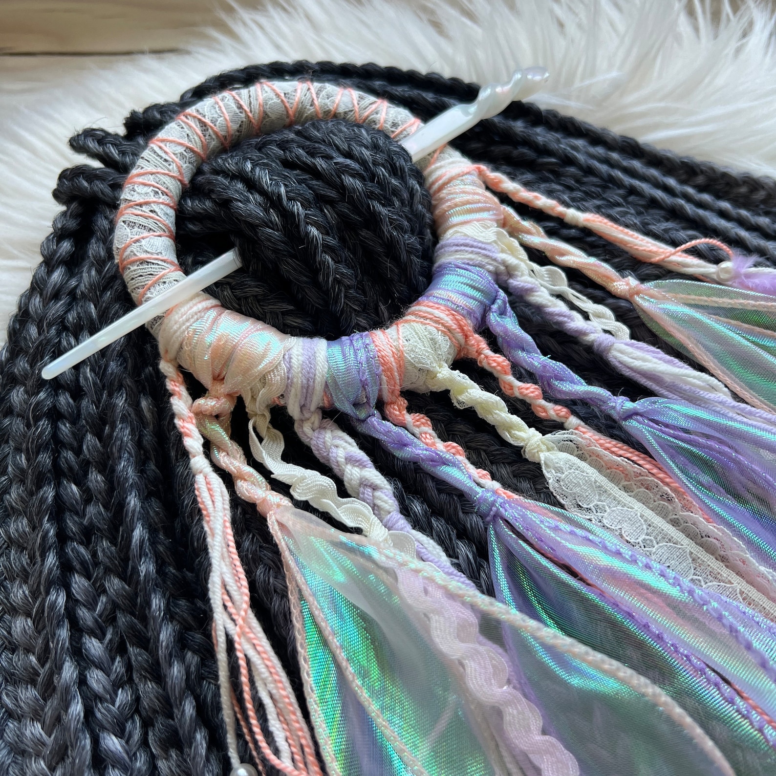 Fantasy Boho Style Dreadlock Hairpin With Feathers and Decorative ...