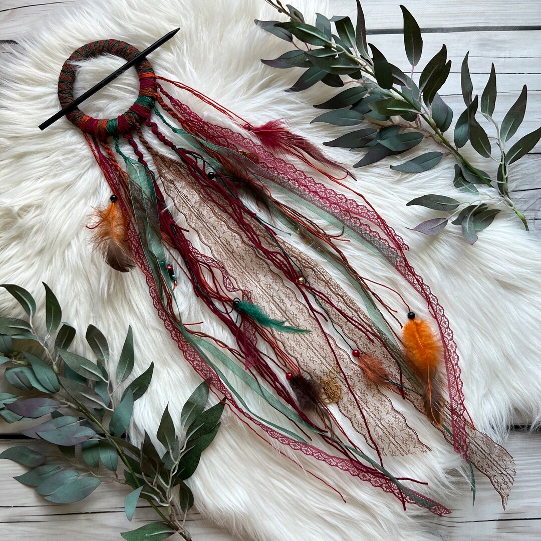 Autumn Forest Boho Style Dreadlock Hairpin With Feathers and Decorative ...