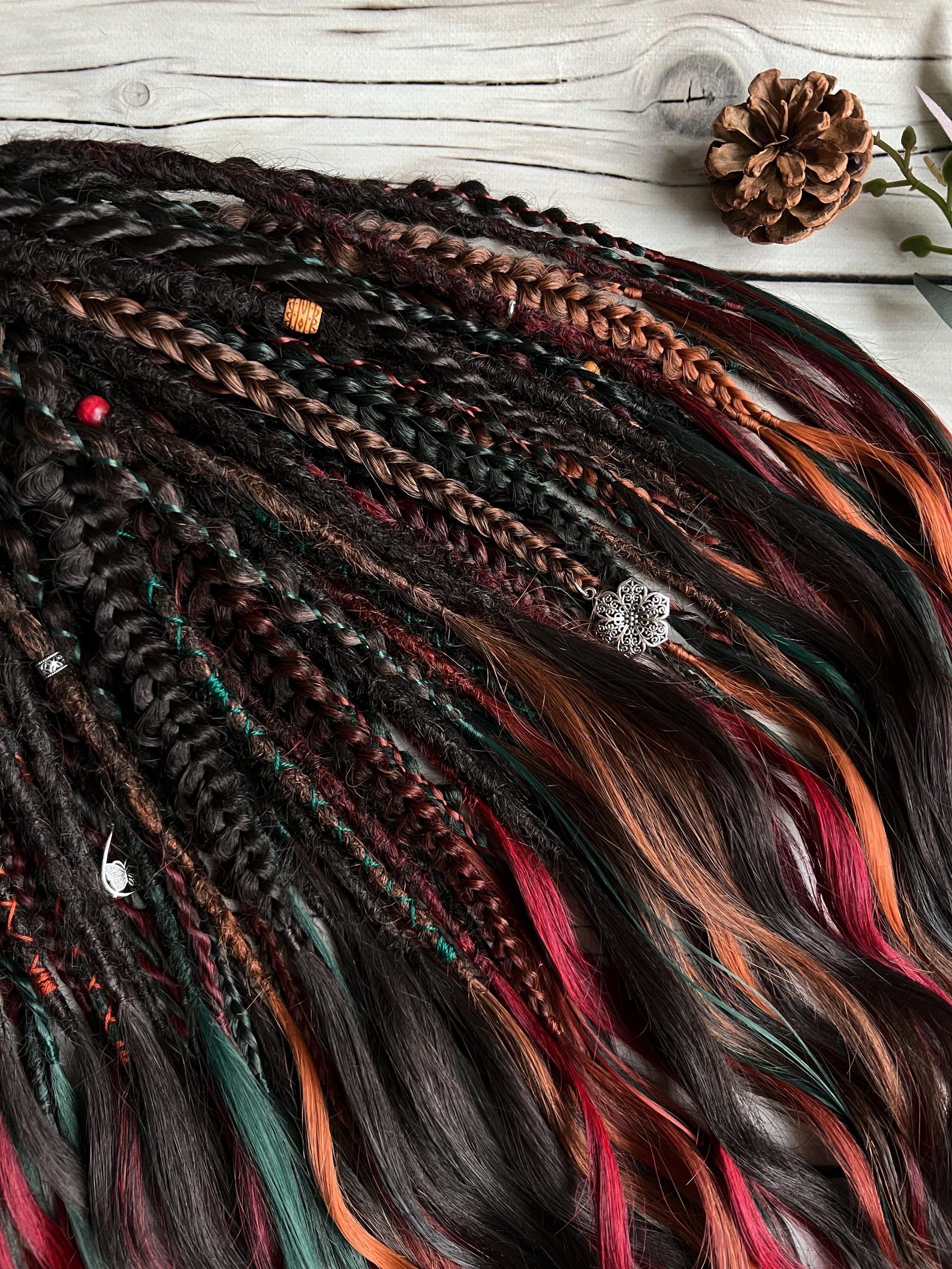 Handmade Autumn Forest Fall Ombre Dreadlock Extensions: Boho Wavy Ends ...
