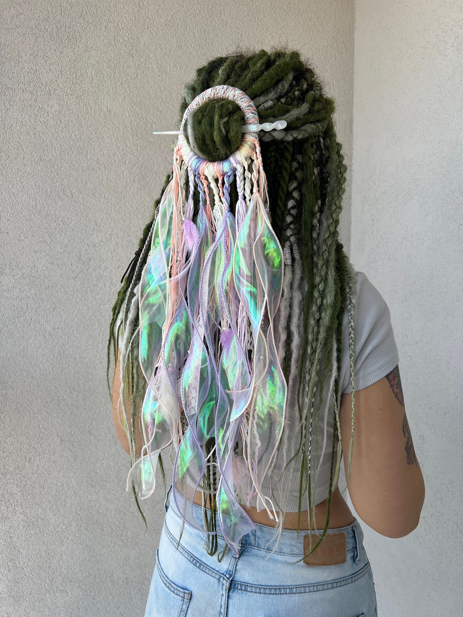 Fantasy Boho Style Dreadlock Hairpin With Feathers and Decorative ...