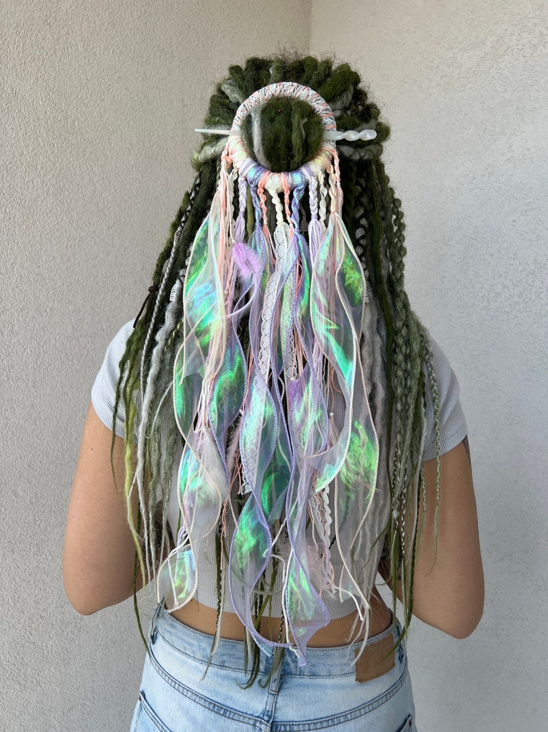 Fantasy Boho Style Dreadlock Hairpin With Feathers and Decorative ...