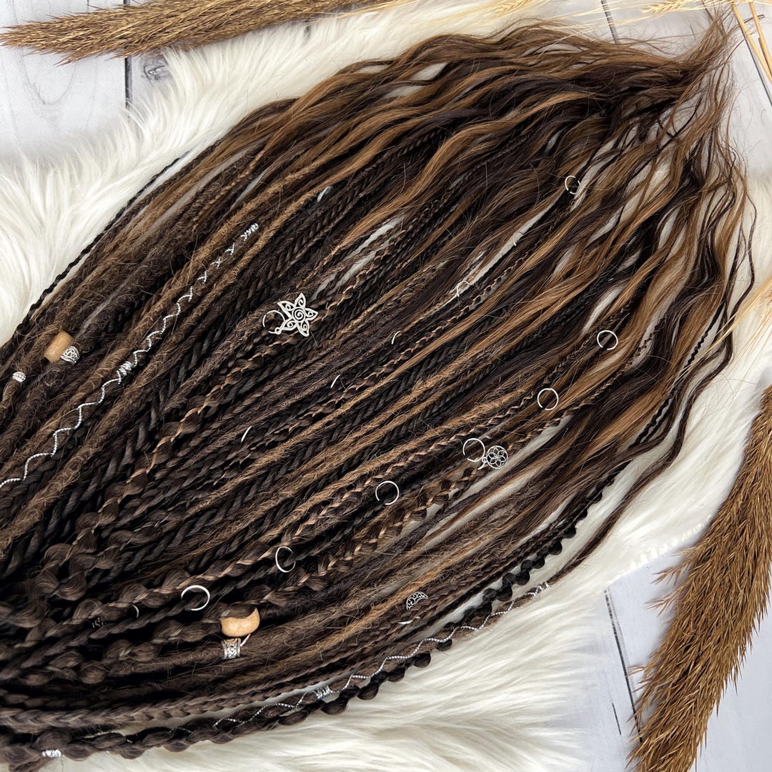Natural Brown Dreadlocks With Beads and Accessories Handmade Caramel ...