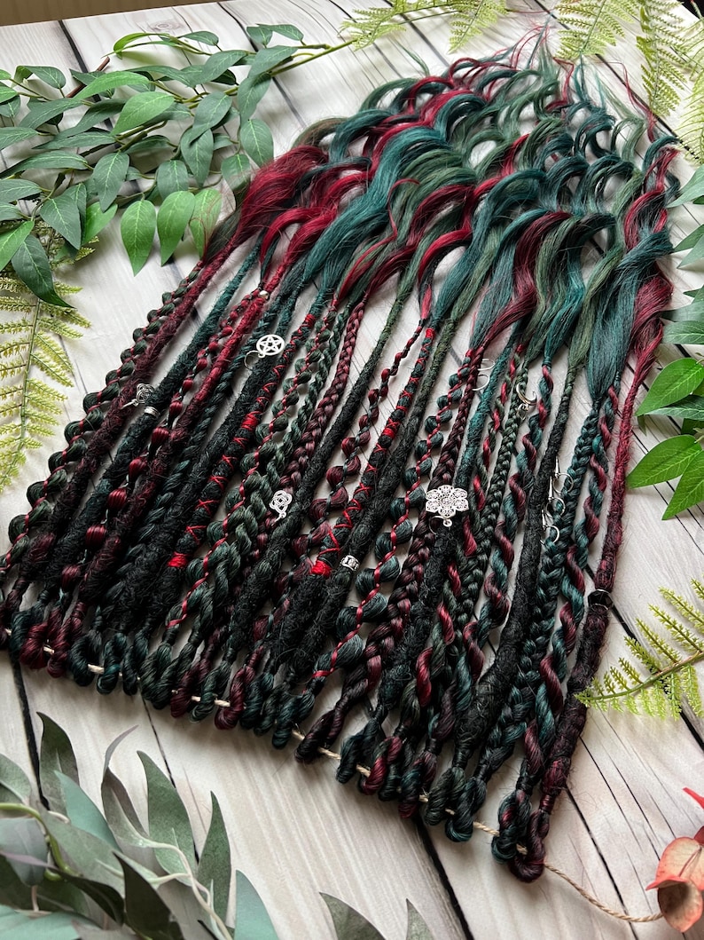 Dark Forest Witch Dreadlock Extensions — Burgundy Green SE DE Dreads ...
