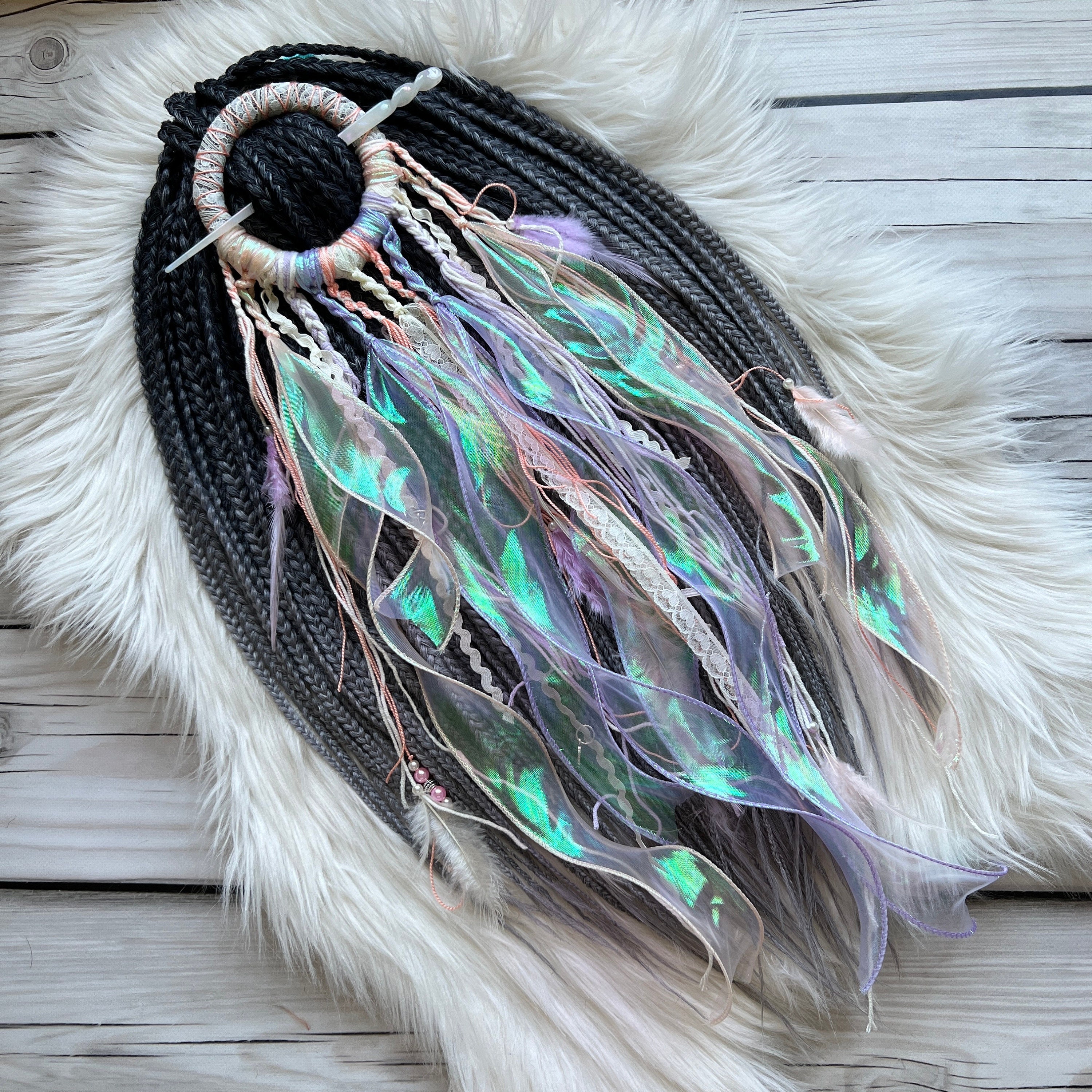 Fantasy Boho Style Dreadlock Hairpin With Feathers and Decorative ...